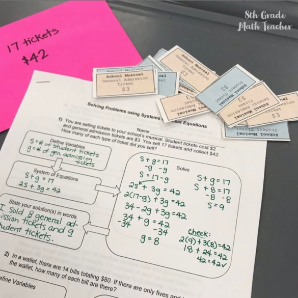 How to teach systems of equations word problems - middle school